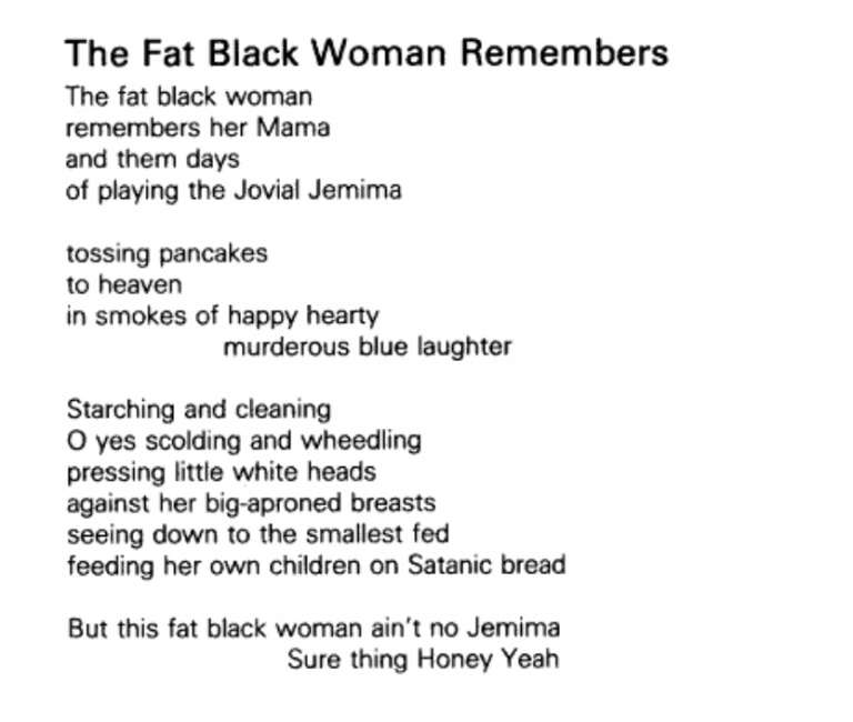 The Fat Black Woman Remembers by Grace Nichols | The Feminist Poetry ...